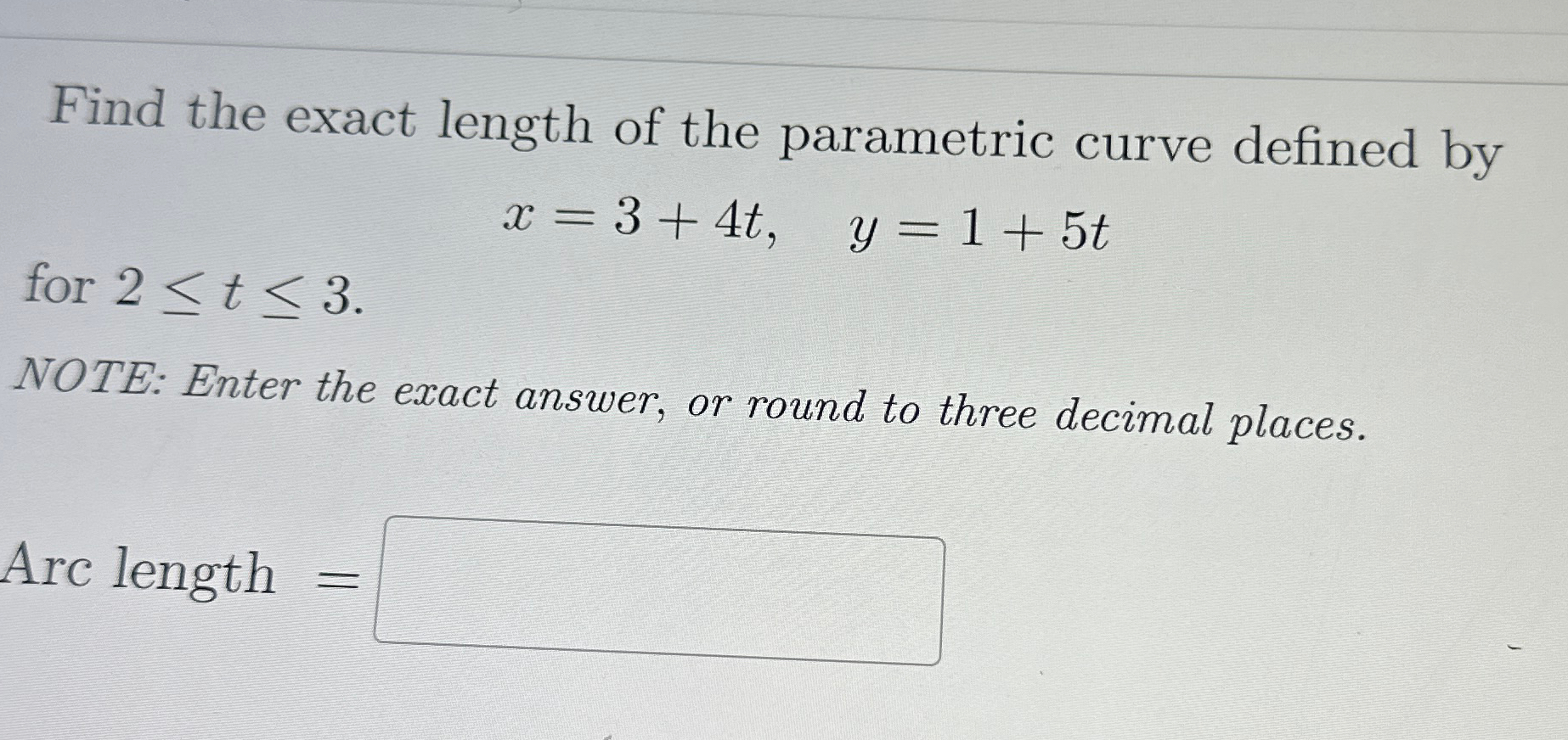 Solved Find the exact length of the parametric curve defined | Chegg.com