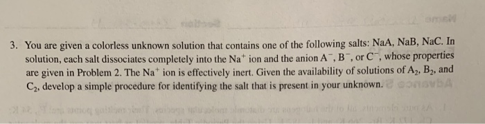 BEN 3. You are given a colorless unknown solution | Chegg.com