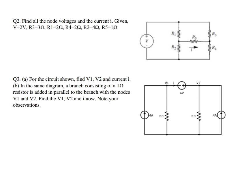Q2. ﻿Find all the node voltages and the current i. | Chegg.com