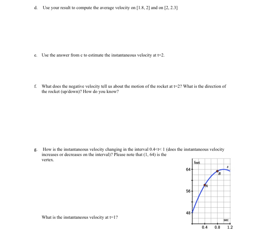 d. ﻿Use your result to compute the average velocity | Chegg.com