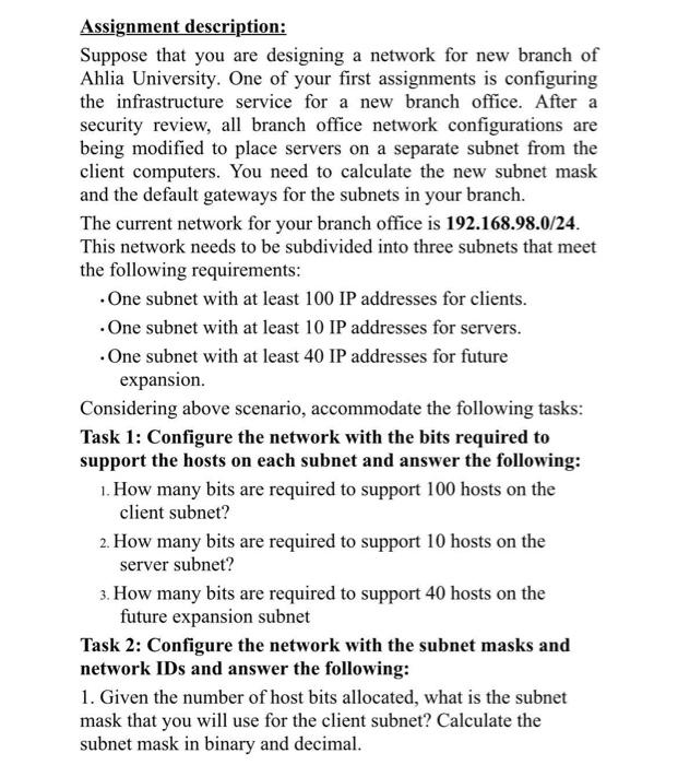 Solved Assignment description: Suppose that you are | Chegg.com