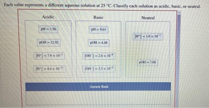 Solved Each value represents a different aqueous solution at | Chegg.com