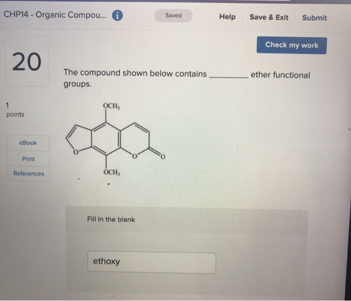 Solved CHP14 - Organic Compou... i Saved Help Save & Exit | Chegg.com
