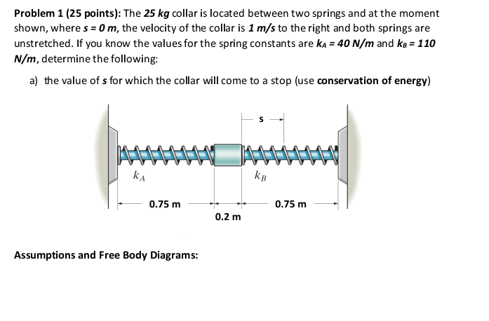 Solved Problem 1 ( 25 points): The 25kg collar is located | Chegg.com