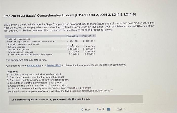 Solved Exercise 14A-3 (Static) Basic Present Value Concepts | Chegg.com
