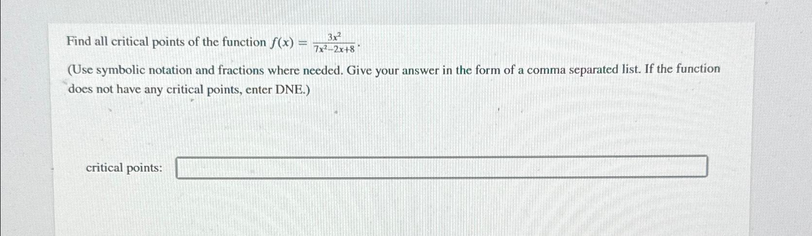 Solved Find all critical points of the function | Chegg.com