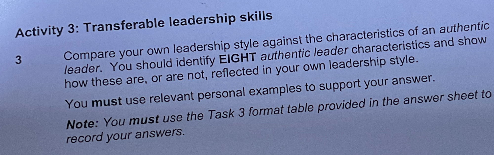 Solved Activity 3: Transferable leadership skills3 ﻿Compare | Chegg.com