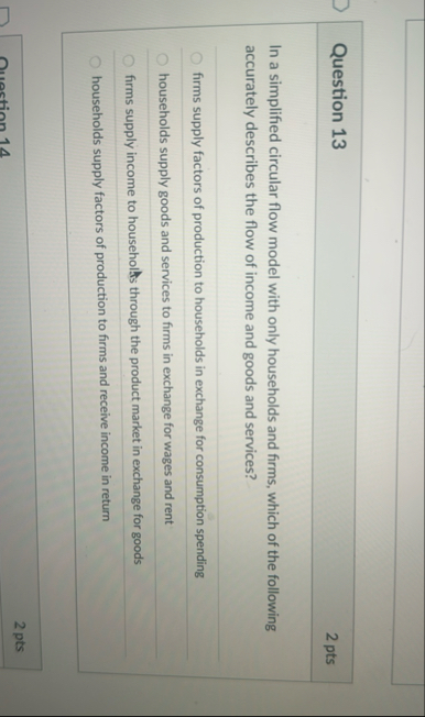 Solved Question 132 ﻿ptsIn a simplified circular flow model | Chegg.com