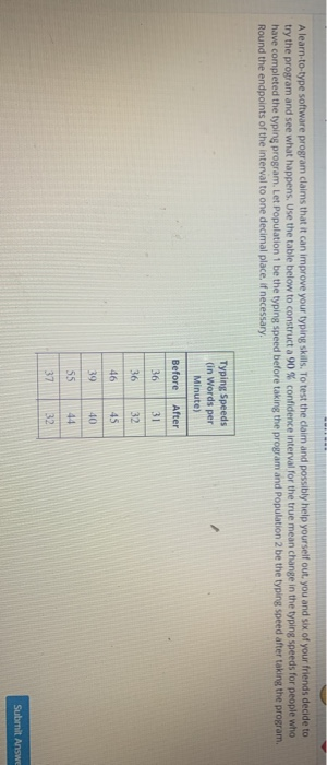 Solved A learn-to-type software program claims that it can | Chegg.com