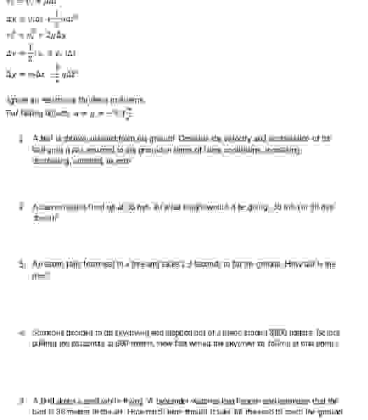 Ignore air resistance for these problems | Chegg.com