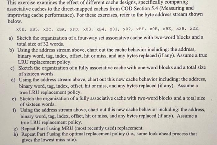 Solved This exercise examines the effect of different cache | Chegg.com