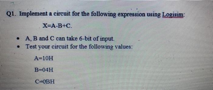Solved Q1. Implement a circuit for the following expression | Chegg.com