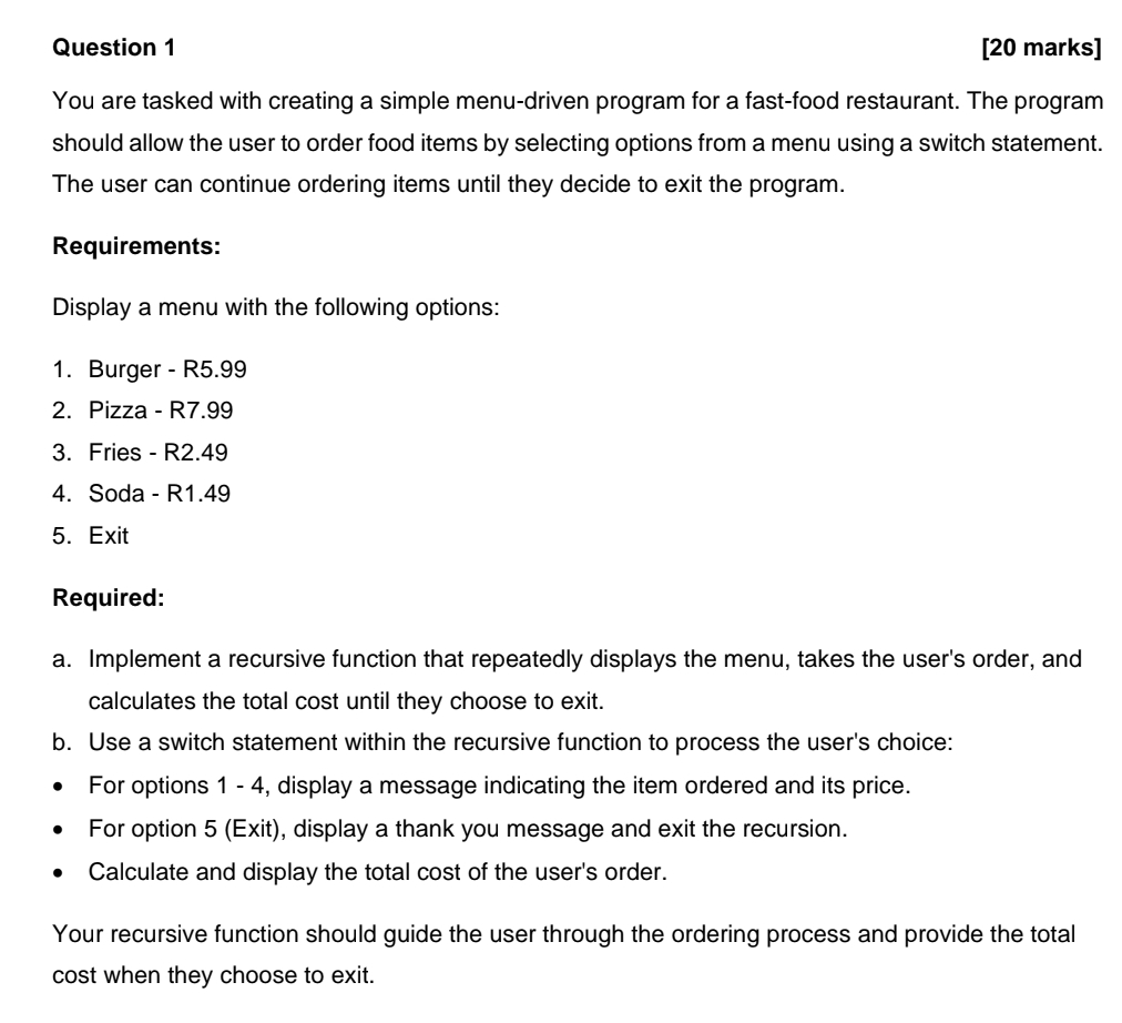 Solved Question 1 ﻿marks]You are tasked with creating a | Chegg.com