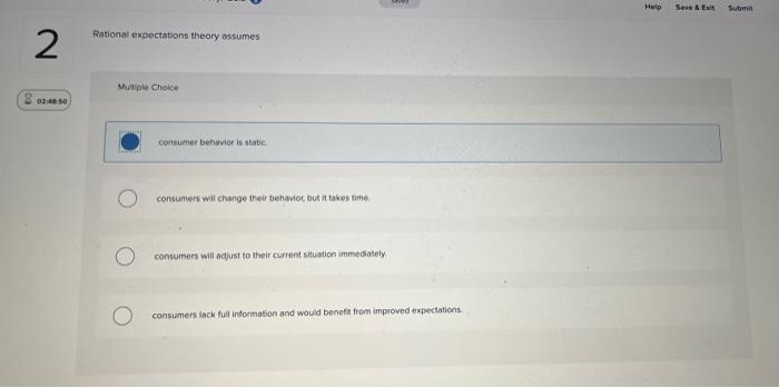 Solved Help Seve Exit Submit Rational expectations theory | Chegg.com
