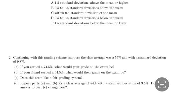 Solved A 1.5 standard deviations above the mean or higher B | Chegg.com