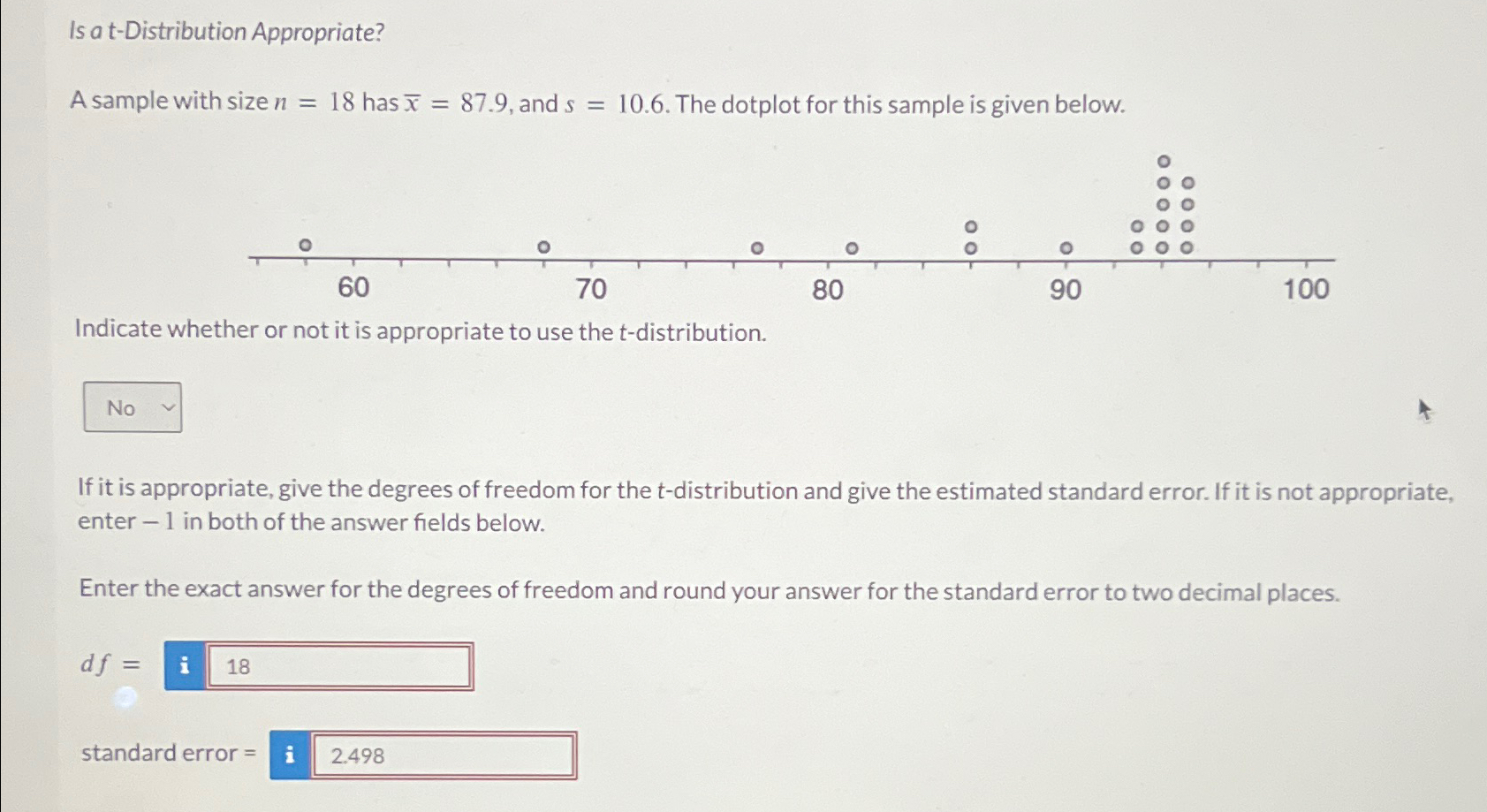 Solved Is a t-Distribution Appropriate?A sample with size | Chegg.com
