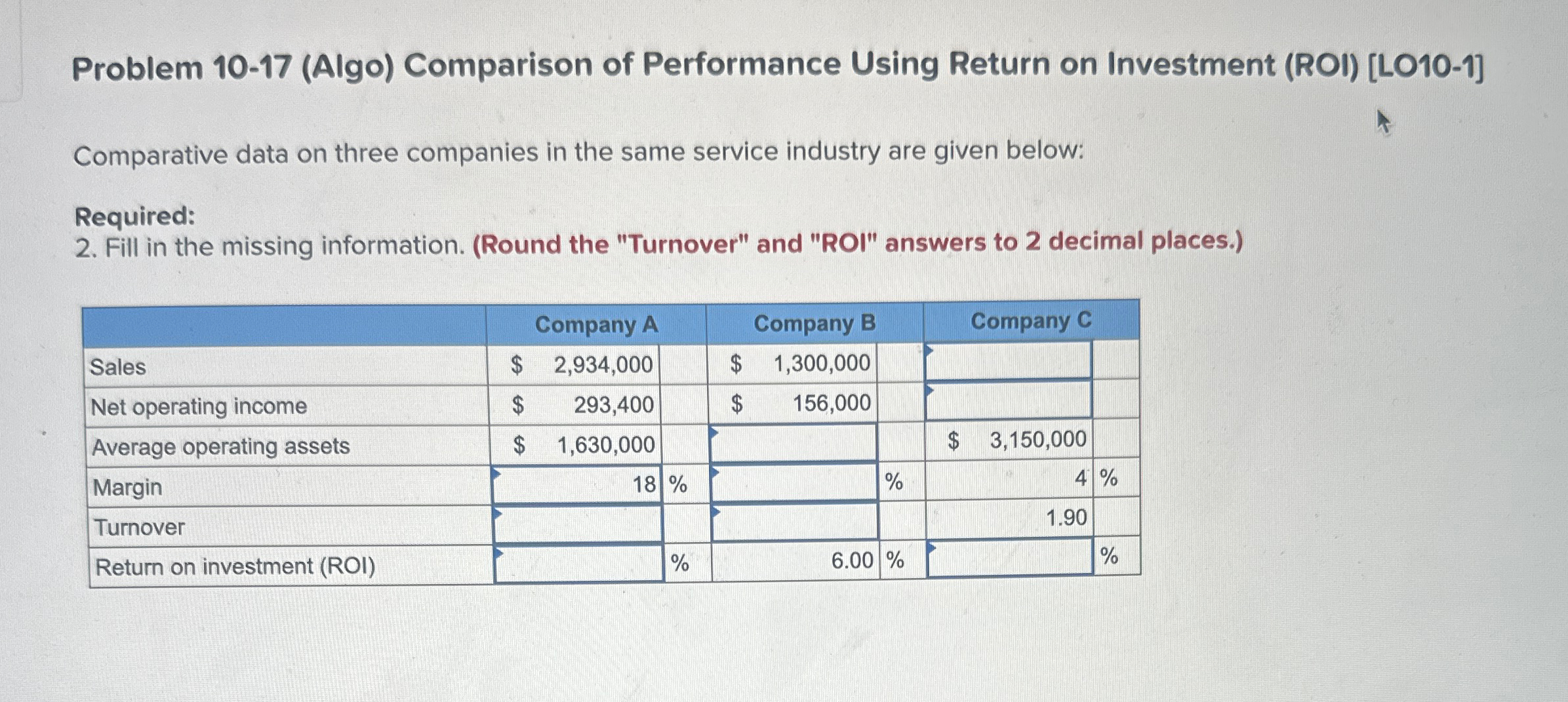 Solved Problem 10-17 (Algo) ﻿Comparison of Performance Using | Chegg.com