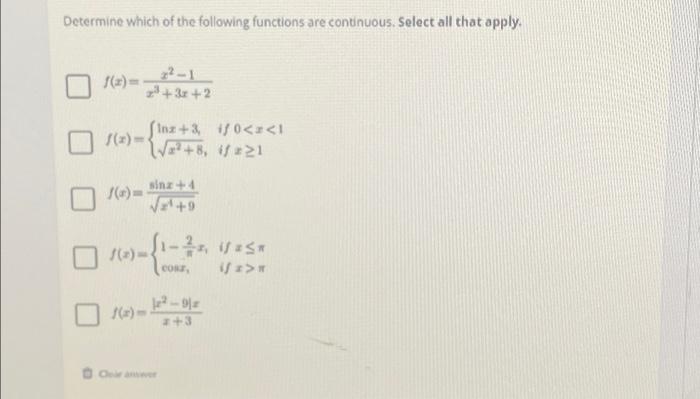 Solved Determine which of the following functions are | Chegg.com
