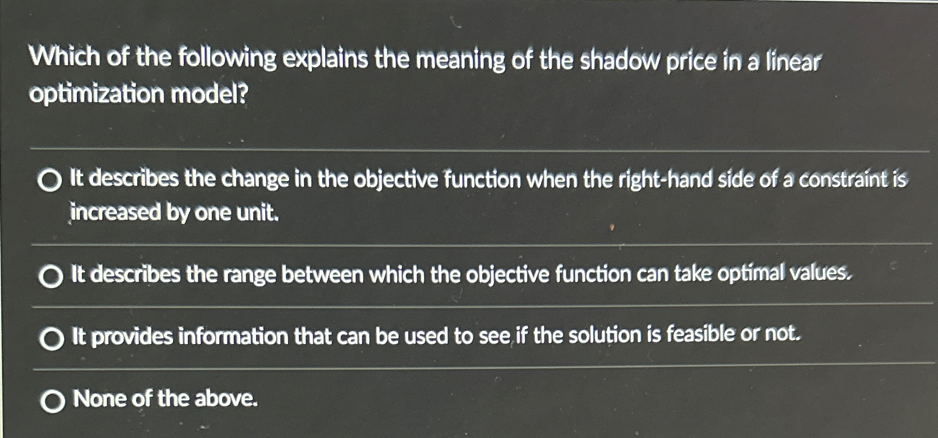 Solved Which of the following explains the meaning of the | Chegg.com