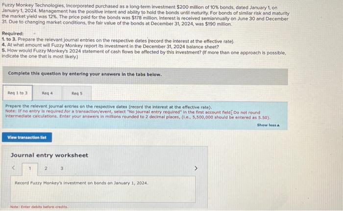 Solved Fuzzy Monkey Technologies, Incorporated purchased as | Chegg.com