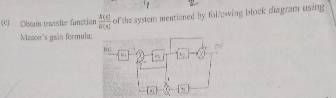 Solved (c) ﻿Obtain transfer function x(s)U(s) ﻿of the system | Chegg.com