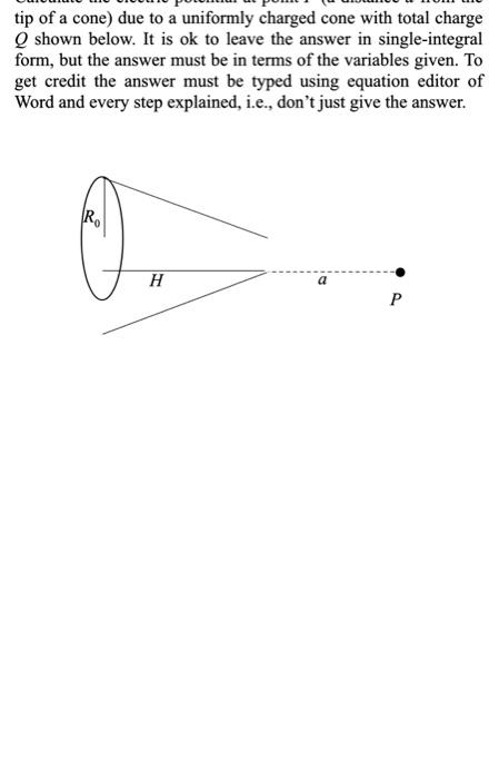 Solved tip of a cone) due to a uniformly charged cone with | Chegg.com
