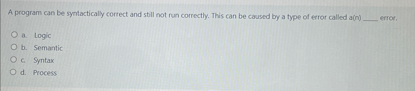 Solved A Program Can Be Syntactically Correct And Still Not 0706