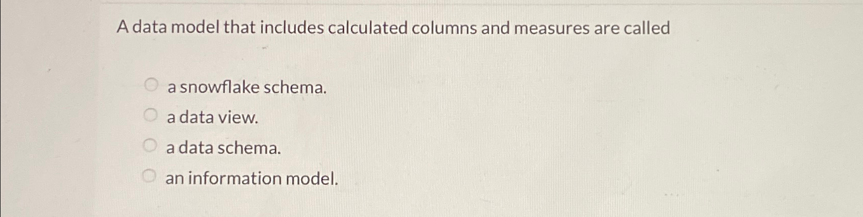 Solved A data model that includes calculated columns and | Chegg.com