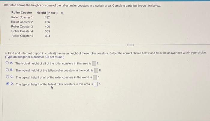 Solved The table shows the heights of some of the tallest | Chegg.com