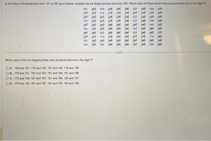 Solved Which pairs of the six largest primes have products | Chegg.com
