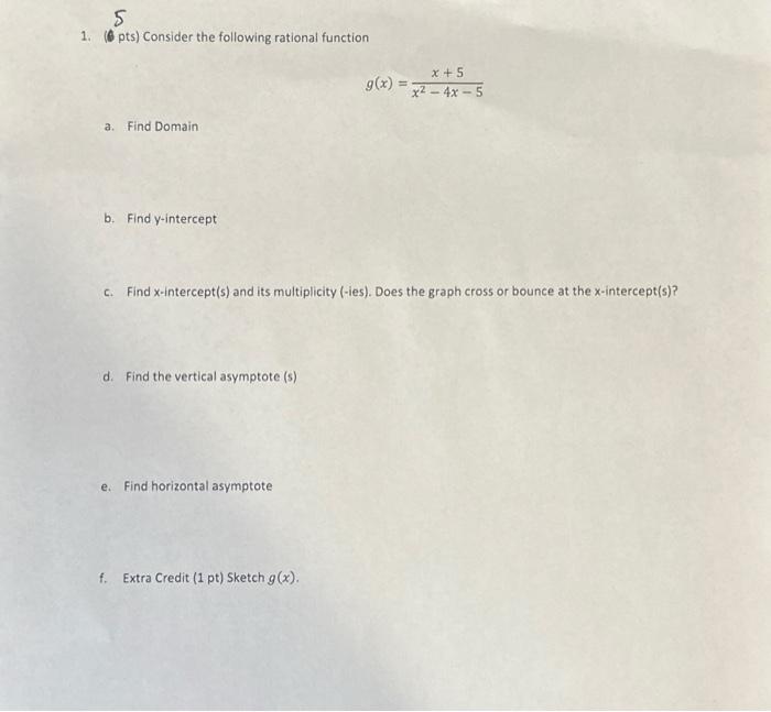 Solved 1. (0pts) Consider the following rational function | Chegg.com