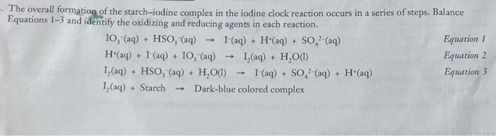 Solved The overall formation of the starch-iodine complex in | Chegg.com