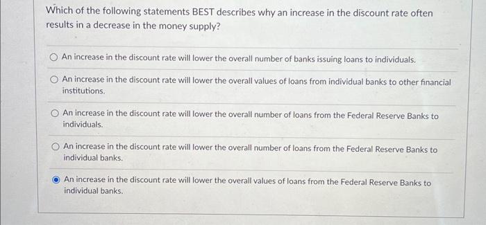 Solved Which of the following statements BEST describes why | Chegg.com