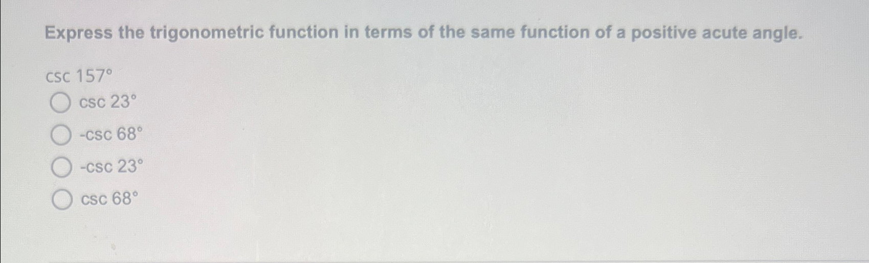 Solved Express the trigonometric function in terms of the | Chegg.com