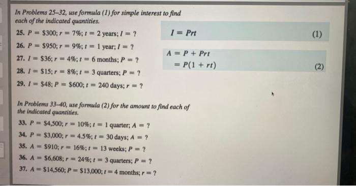 Solved In Problems 25-32, use formula (1) for simple | Chegg.com