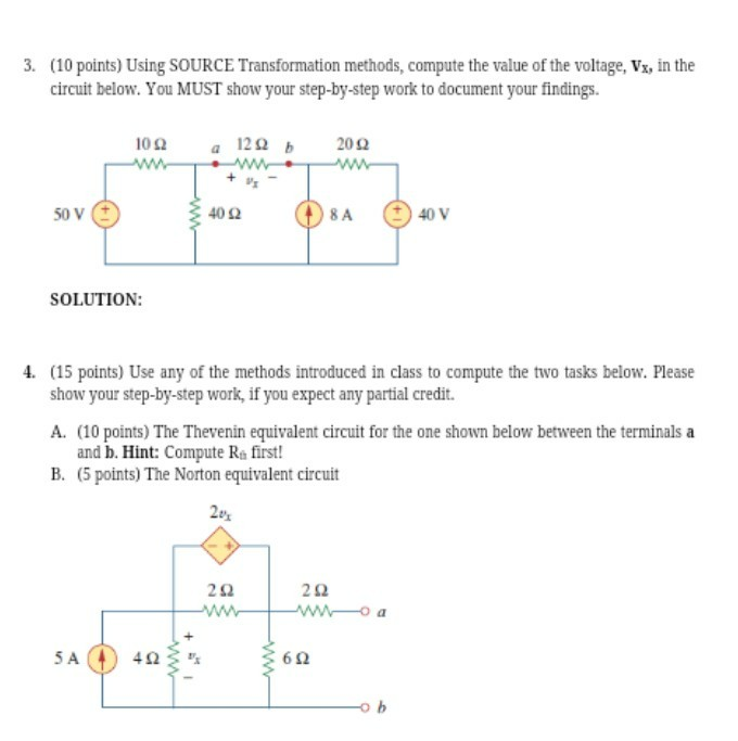 Solved 3. (10 points) Using SOURCE Transformation methods, | Chegg.com