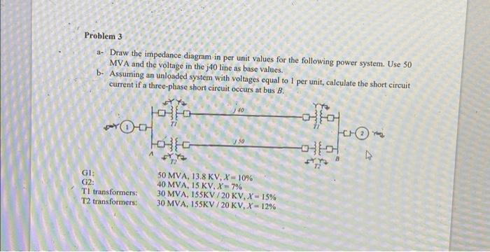 Solved a- Draw the impedance diagram in per unit values for | Chegg.com