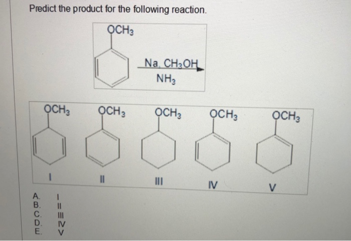 Solved Predict the product for the following reaction. OCH3 | Chegg.com