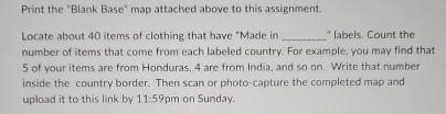Solved Print the "Blank Base" map attached above to this | Chegg.com