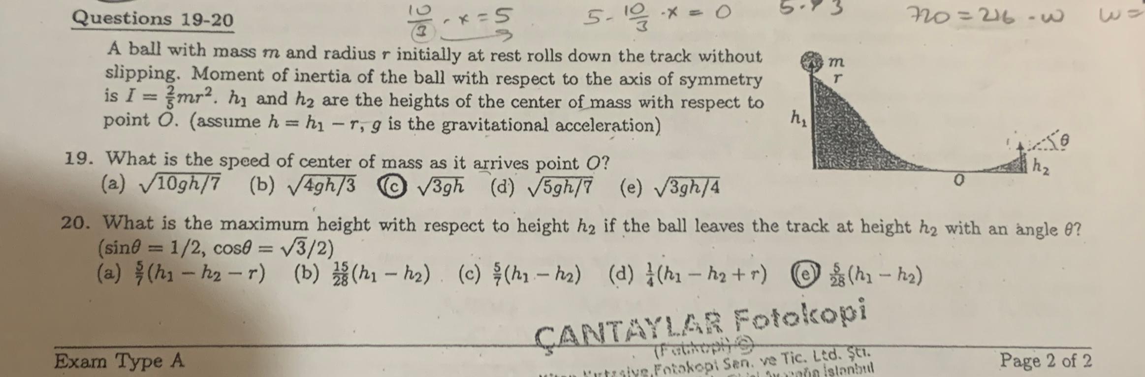 Solved Questions 19-20103,x=5-35-103*x=0720=216-ωA ball with | Chegg.com