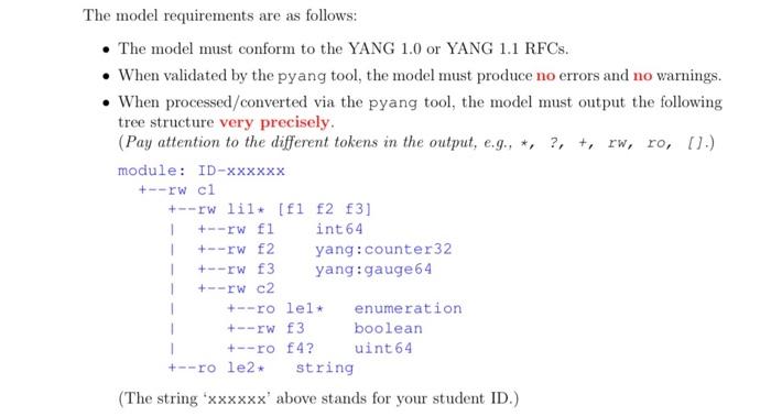 Solved write a mock-up data model using the YANG modeling | Chegg.com