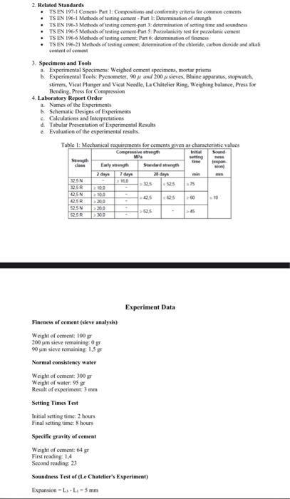 2. Related Standards - TS EN 19741 Cenent- Part 1: | Chegg.com