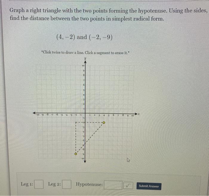 Solved Graph a right triangle with the two points forming | Chegg.com