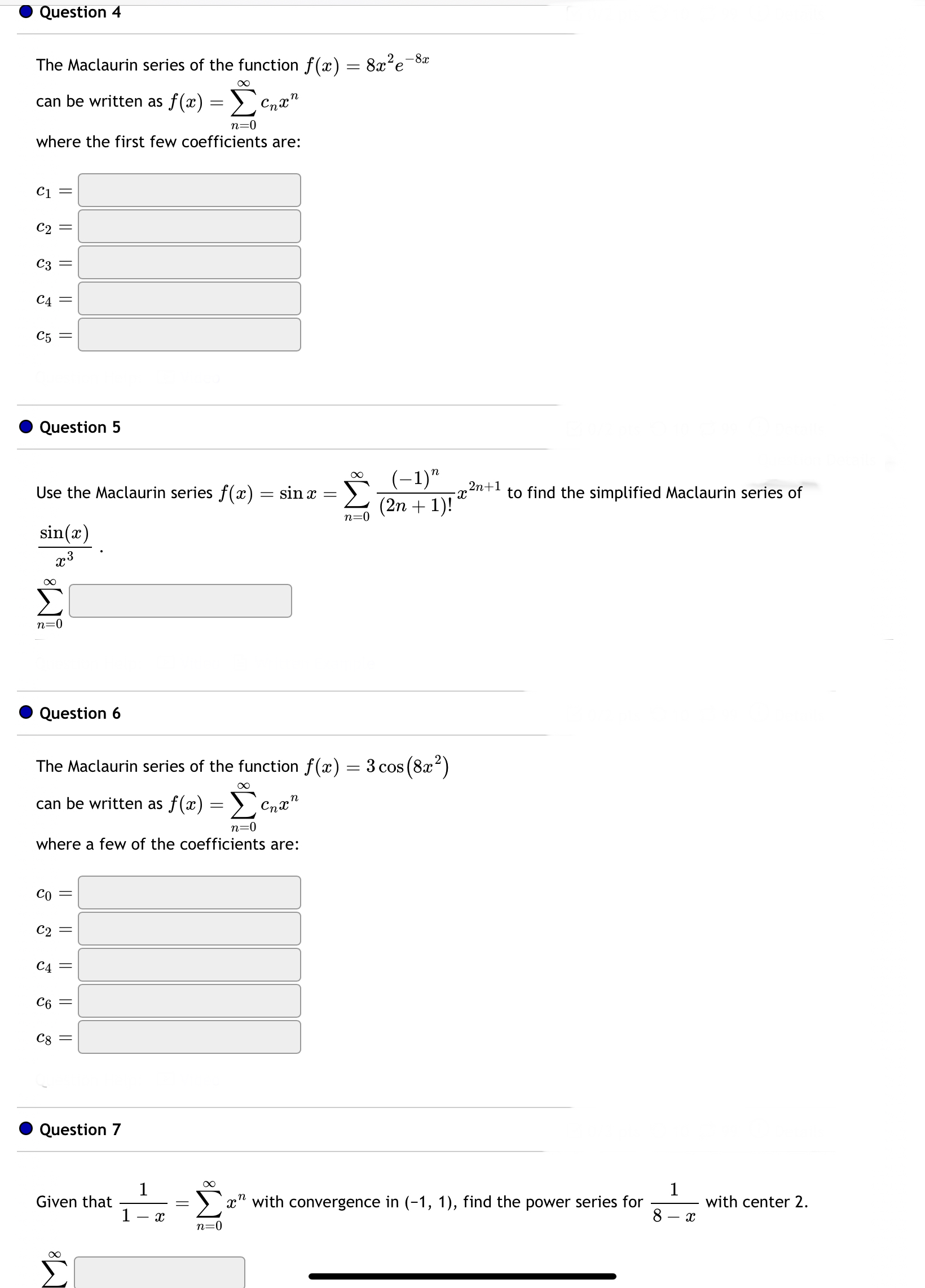 Solved Plz do all,Question 4The Maclaurin series of the | Chegg.com