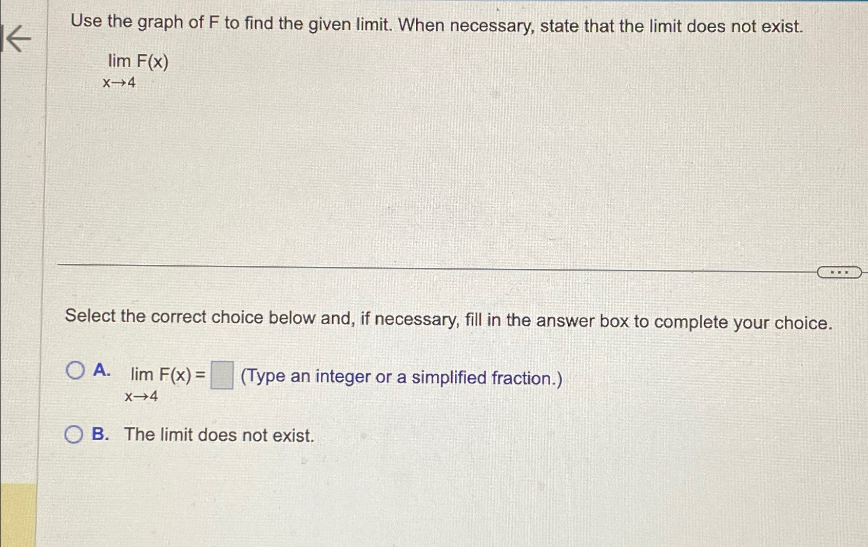 Use the graph of F ﻿to find the given limit. ﻿When | Chegg.com