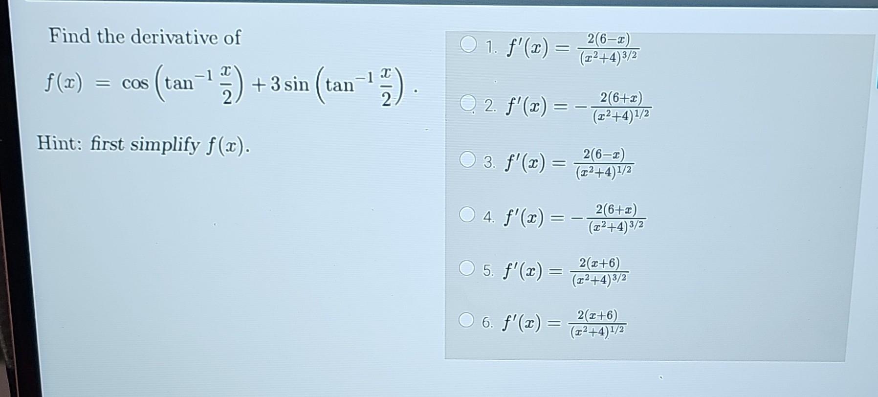 Solved Find the derivative of | Chegg.com