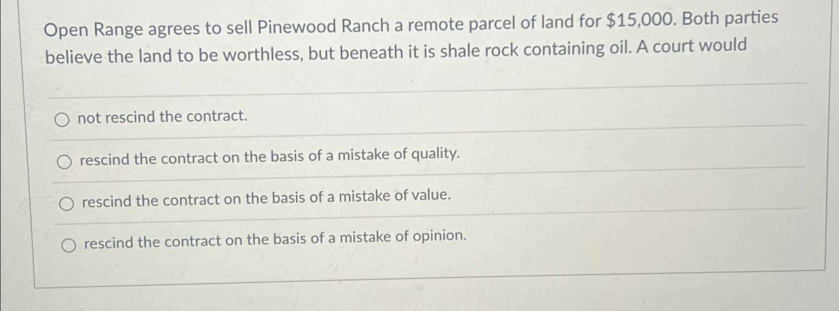 Solved Open Range agrees to sell Pinewood Ranch a remote | Chegg.com