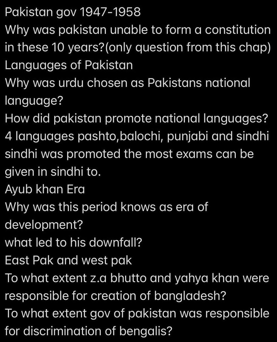 Pakistan gov 1947-1958 Why was pakistan unable to | Chegg.com