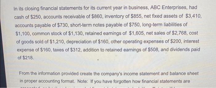 Solved In its closing financial statements for its current | Chegg.com