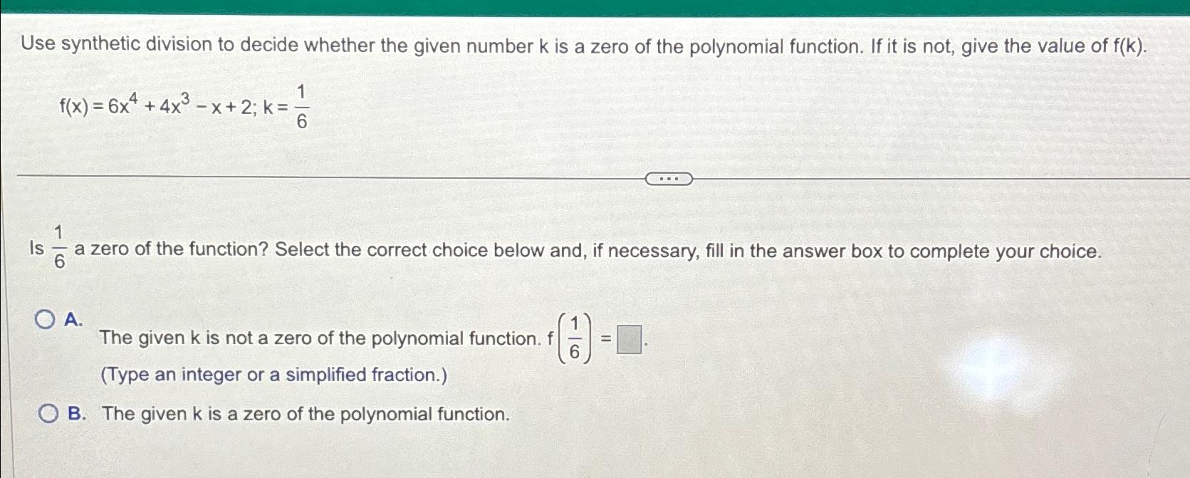Solved Use synthetic division to decide whether the given | Chegg.com